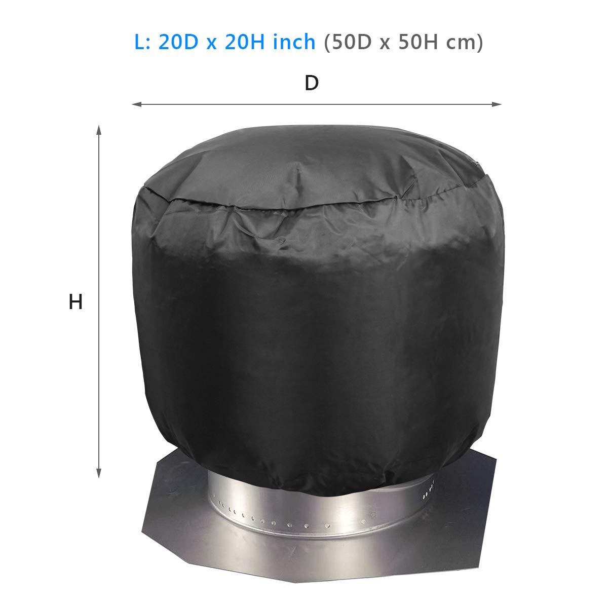Turbine Vent Cover 2 Pack, Luxiv Roof Ventilator Cover Heavy Duty Turbine Ventilator Protector Shield Waterproof 420D Oxford Cloth Black (20D x 20W)