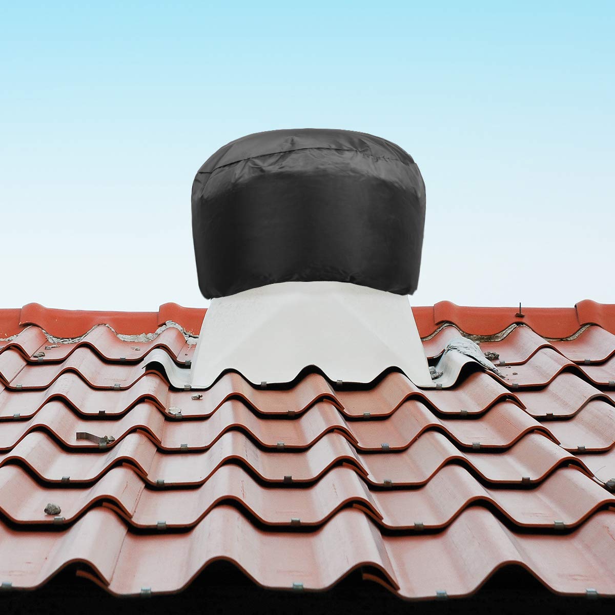Turbine Vent Cover 2 Pack, Luxiv Roof Ventilator Cover Heavy Duty Turbine Ventilator Protector Shield Waterproof 420D Oxford Cloth Black (20D x 20W)