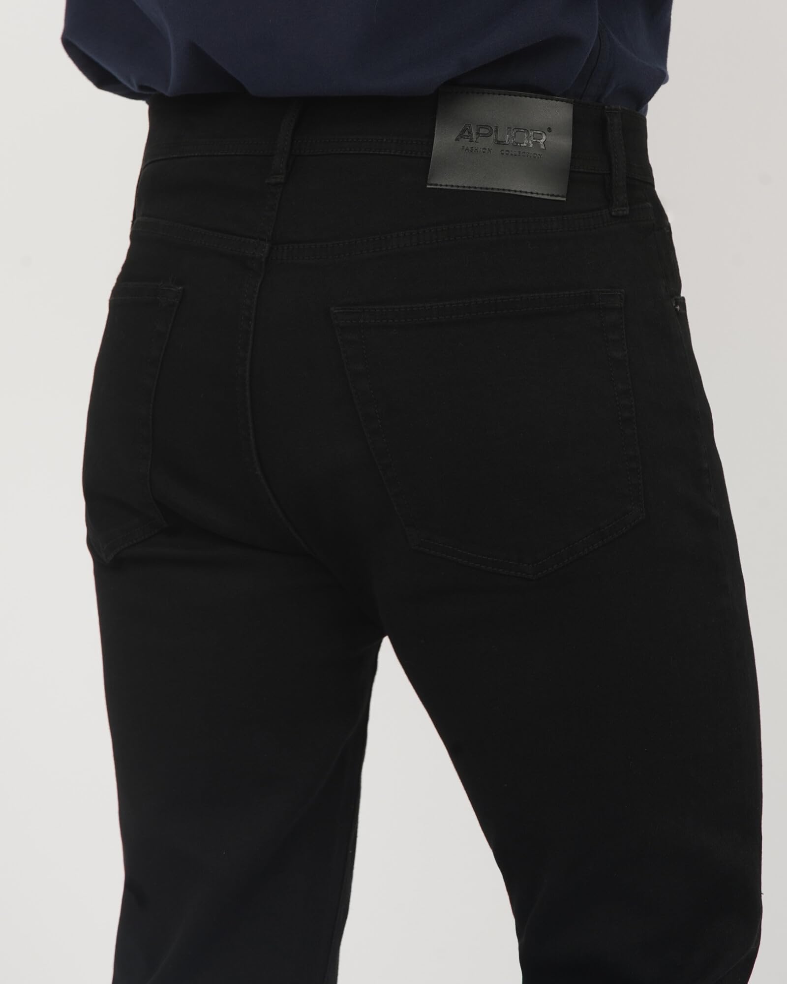 APUOR Slim Fit Jeans for Men Straight Fit Stretch Skinny Jeans Soft Comfy Denim Pants Black W40xL30