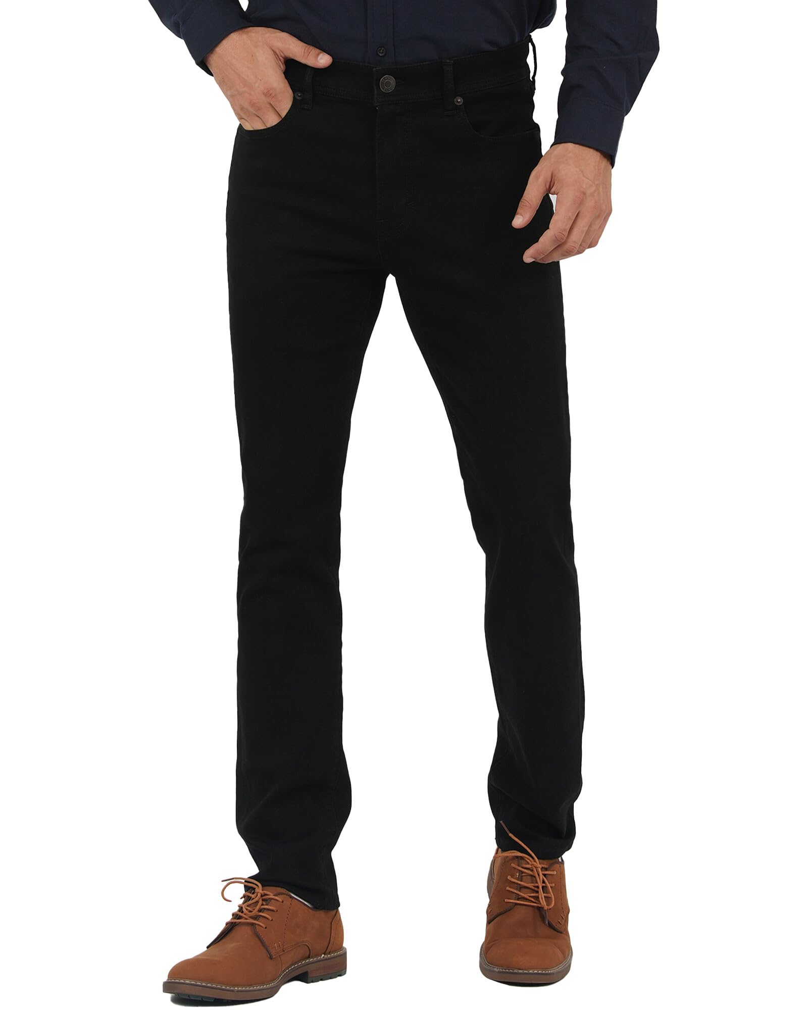 APUOR Slim Fit Jeans for Men Straight Fit Stretch Skinny Jeans Soft Comfy Denim Pants Black W40xL30