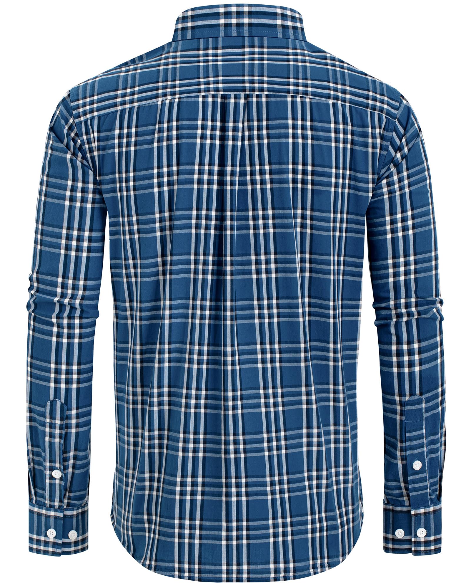 Alimens & Gentle Men's Plaid Button Down Shirts Cotton Long Sleeve Dress Shirts Regular Fit Gingham Shirts