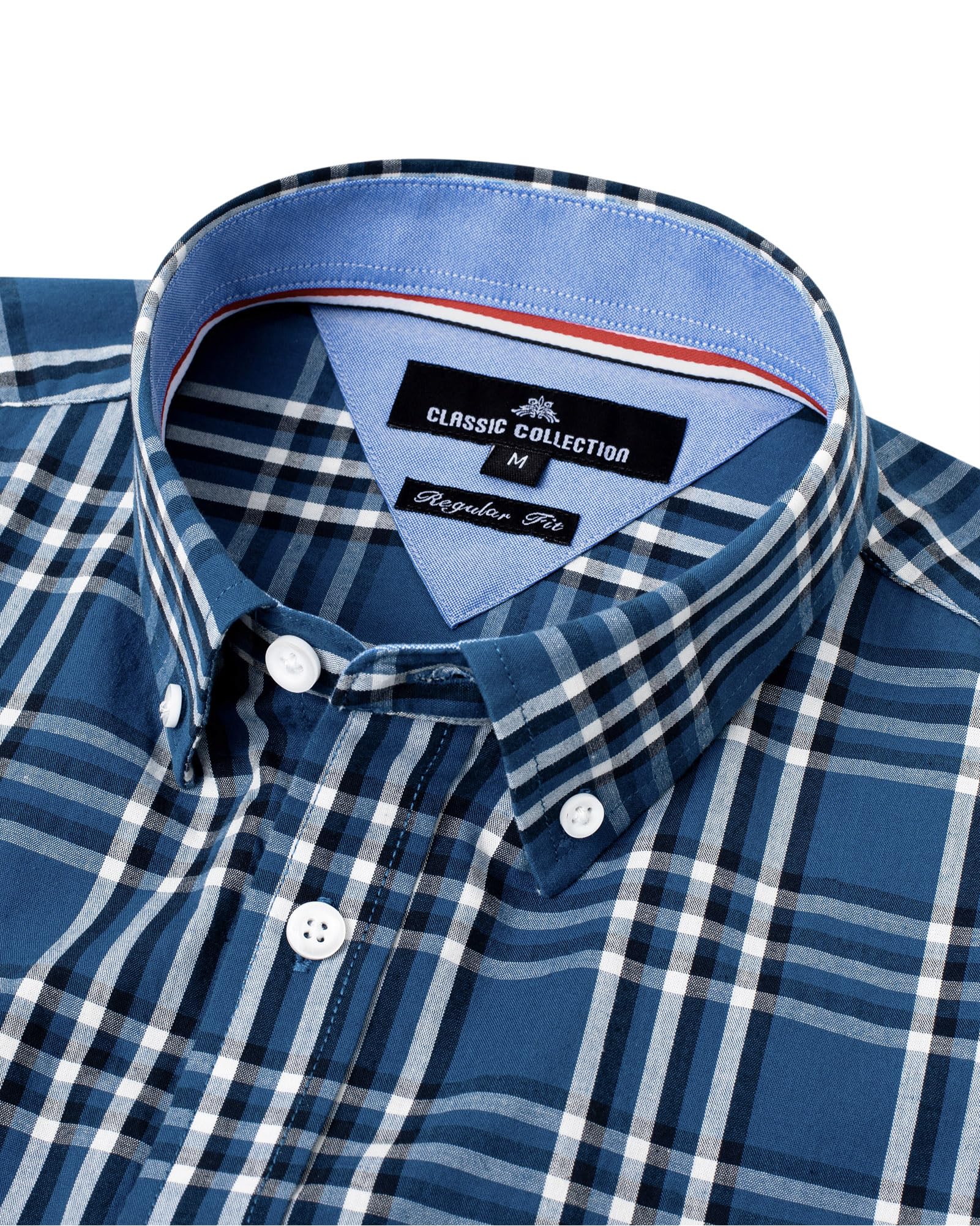Alimens & Gentle Men's Plaid Button Down Shirts Cotton Long Sleeve Dress Shirts Regular Fit Gingham Shirts