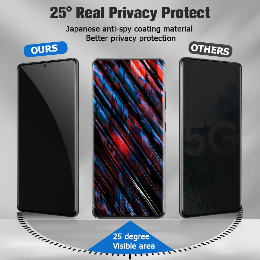 LETANG [1+2Pack] Galaxy S20 5G Privacy Screen Protector with Camera Protector, Anti-Spy,9H Hardness,Bubble Free, 3D Full Coverage Tempered Glass Screen Protector for Samsung Galaxy S20 (6.2 inch)