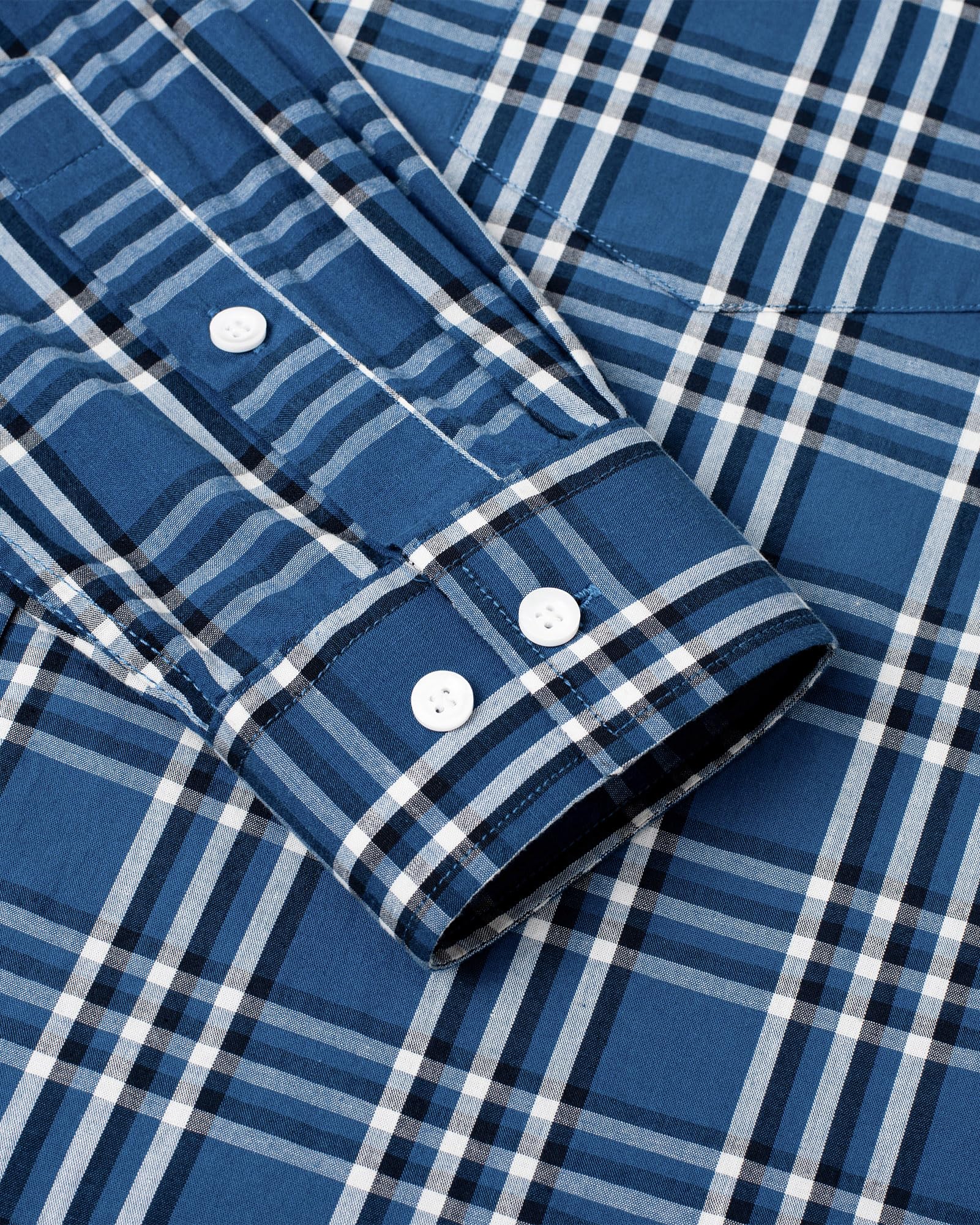 Alimens & Gentle Men's Plaid Button Down Shirts Cotton Long Sleeve Dress Shirts Regular Fit Gingham Shirts