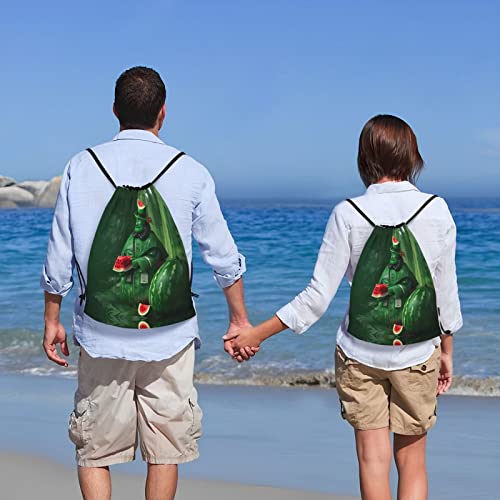 vacsAX Patrick's Watermelon Festival Drawstring Backpack Sport Swim Bag Gym Sack Sackpack For Women Men Sports Gym Beach Sackpack