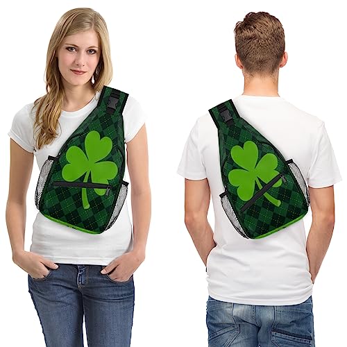 RIRIX Shamrock On St Patrick Day Sling Backpack St. Patrick's Day Crossbody Bag Multipurpose Crossbody Bag Travel Hiking Chest Bag Casual Day Bag