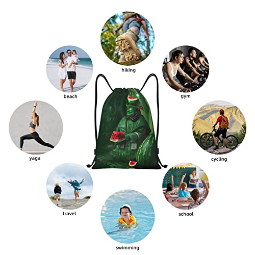 vacsAX Patrick's Watermelon Festival Drawstring Backpack Sport Swim Bag Gym Sack Sackpack For Women Men Sports Gym Beach Sackpack
