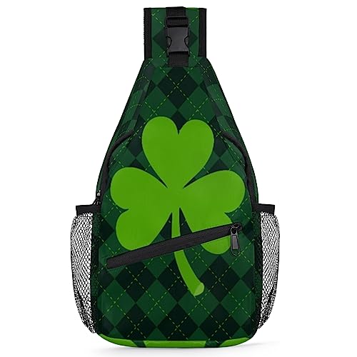 RIRIX Shamrock On St Patrick Day Sling Backpack St. Patrick's Day Crossbody Bag Multipurpose Crossbody Bag Travel Hiking Chest Bag Casual Day Bag