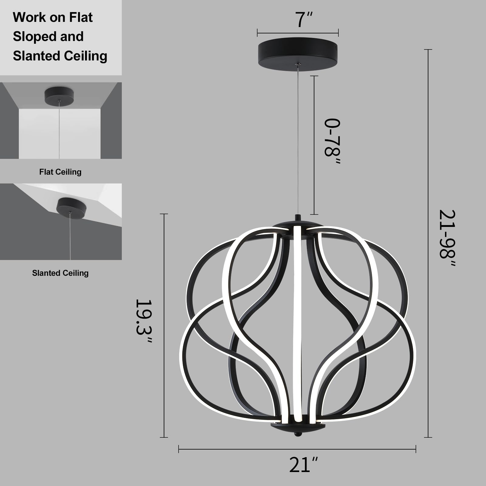 With Light Forward Modern LED Chandelier,Black Adjustable Hanging Chandelier ,Easy to Install, Suitable for Foyer, Dining Room, Living Room, Bedroom(Black, 10 Light-MAX)
