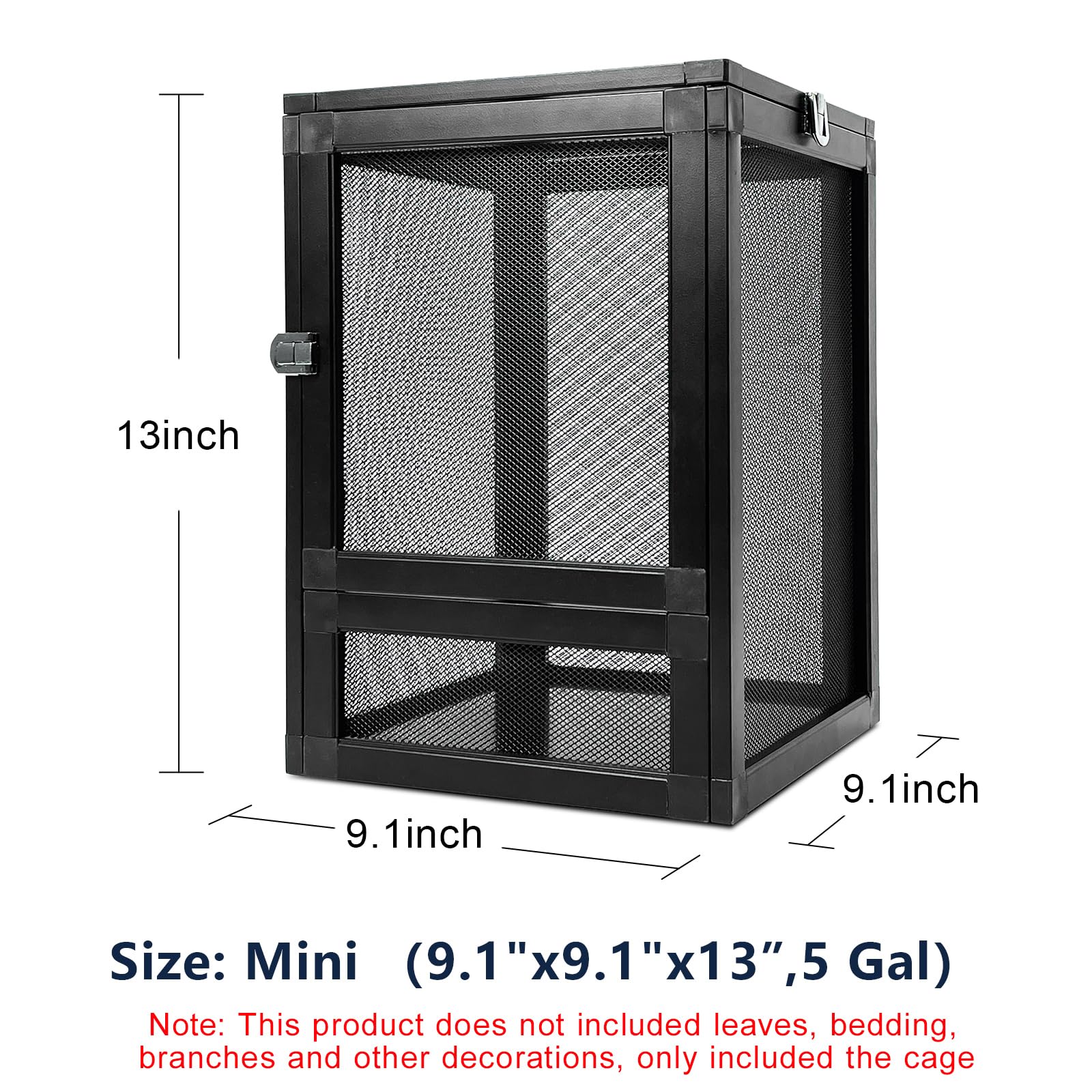 RunDuck 5 Gallon 360° Panoramic Foldable Reptile Terrarium Kit: Crested Gecko Tank and Reptile Cage for Superior Ventilation, Easy Feeding, Sturdiness, and Simple Assembly (Black)