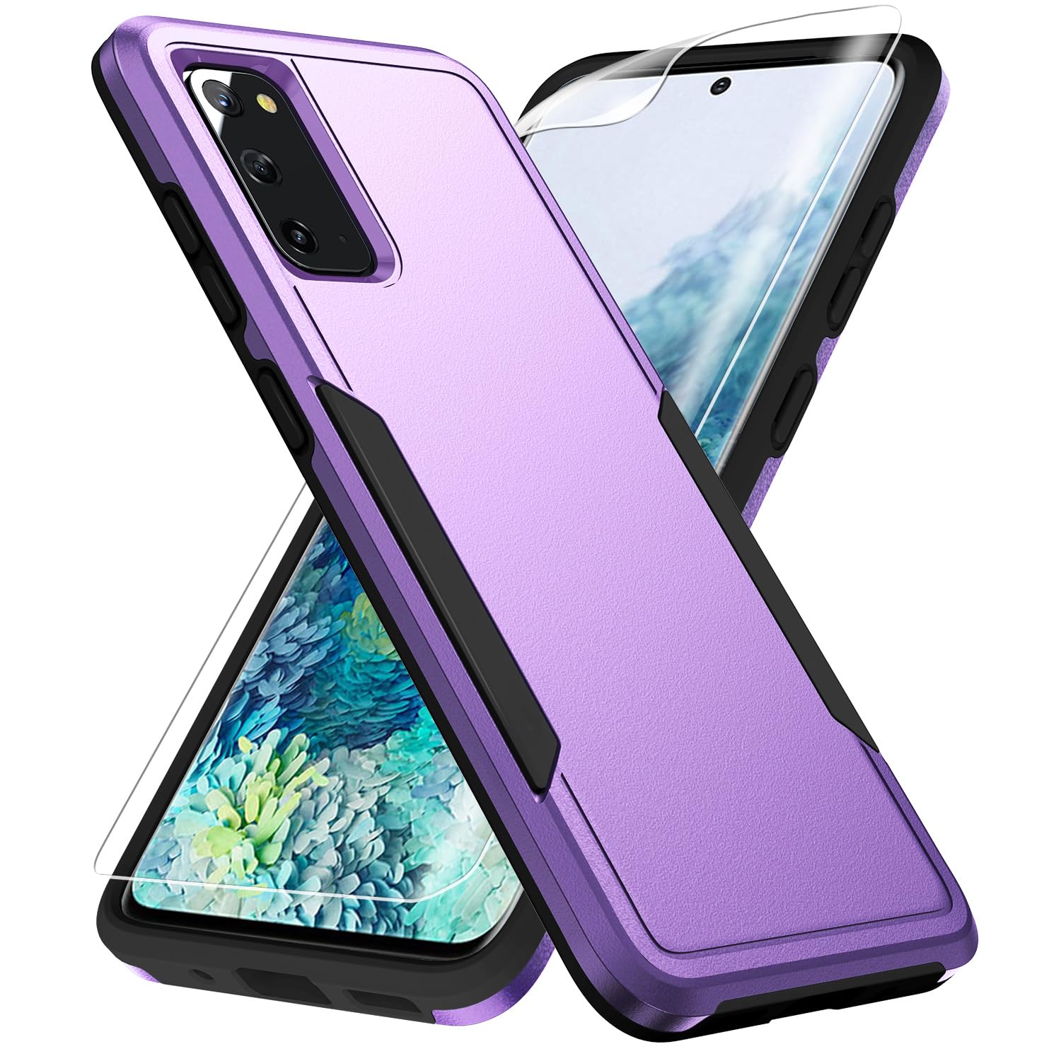 Warsia for Galaxy S20 Case,Samsung S20 Case,with Screen Protector [Military Grade Drop Tested] Heavy-Duty Tough Rugged Shockproof Protective Case for Samsung Galaxy S20 6.2 inch, Purple