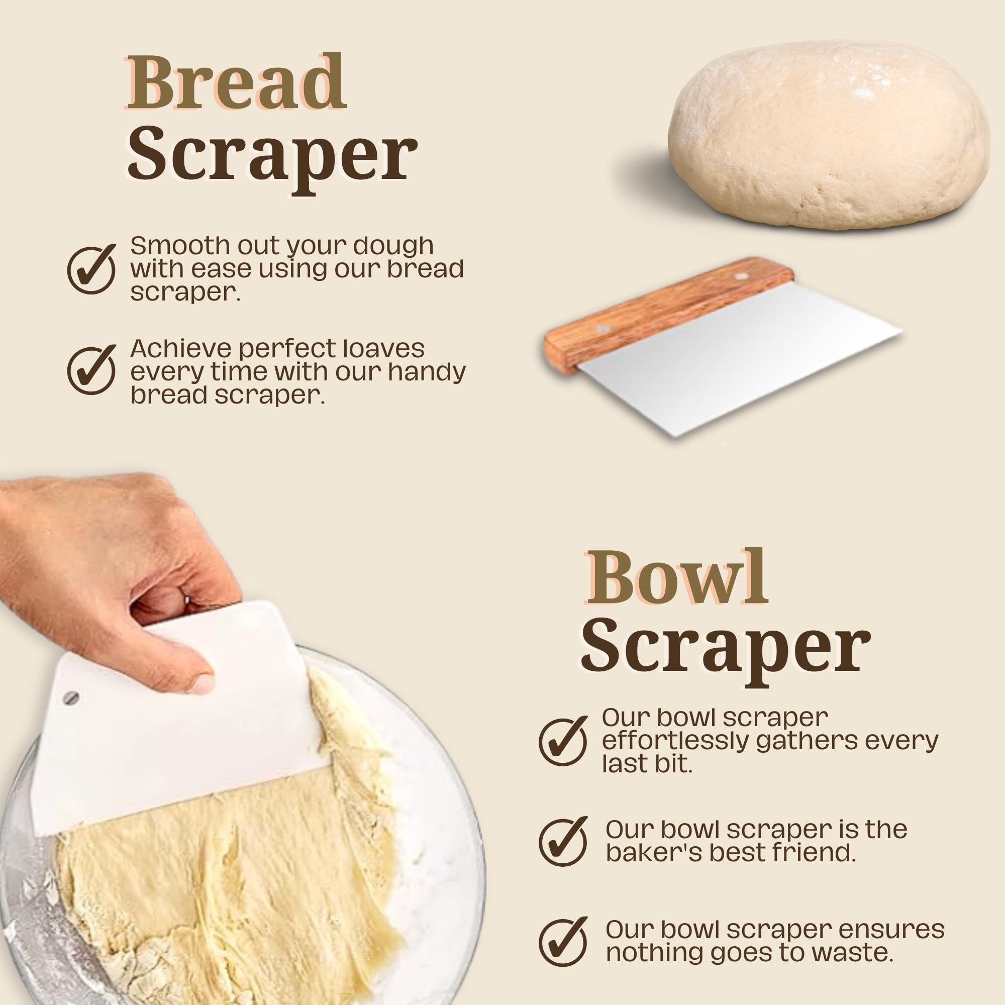 Banneton Bread Proofing Basket Set - Oval & Round Sourdough Proofing Basket w/Cover, Metal & Plastic Scraper, Scoring Lame w/Leather Case and 5 Blades - Bread Making Tools and Supplies (13 pieces)