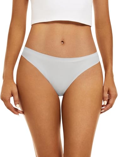 TERMEZY Seamless Thongs for Women No Show Thong Sexy Underwear Breathable Comfortable Panties 5 Pack