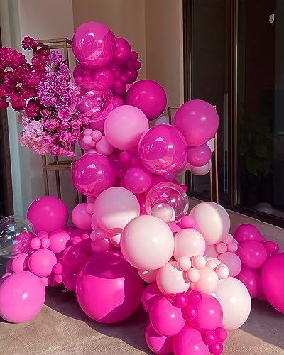 132pcs 5inch Hot Pink Balloons, Small Latex Balloons for Birthday Party Baby Shower Wedding Bride Decorations