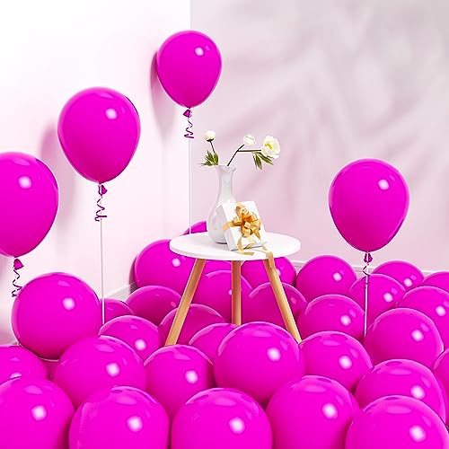 132pcs 5inch Hot Pink Balloons, Small Latex Balloons for Birthday Party Baby Shower Wedding Bride Decorations