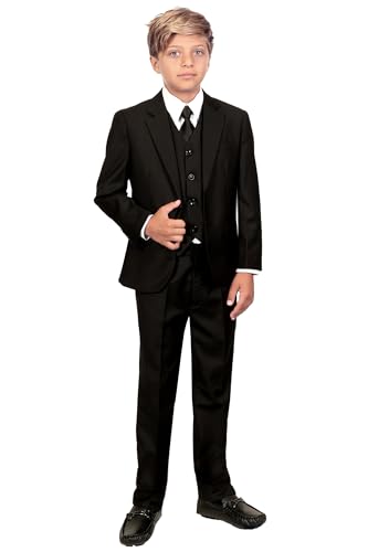 Gioberti Boy's Formal 7 Piece Suit Set, Black, Size 7