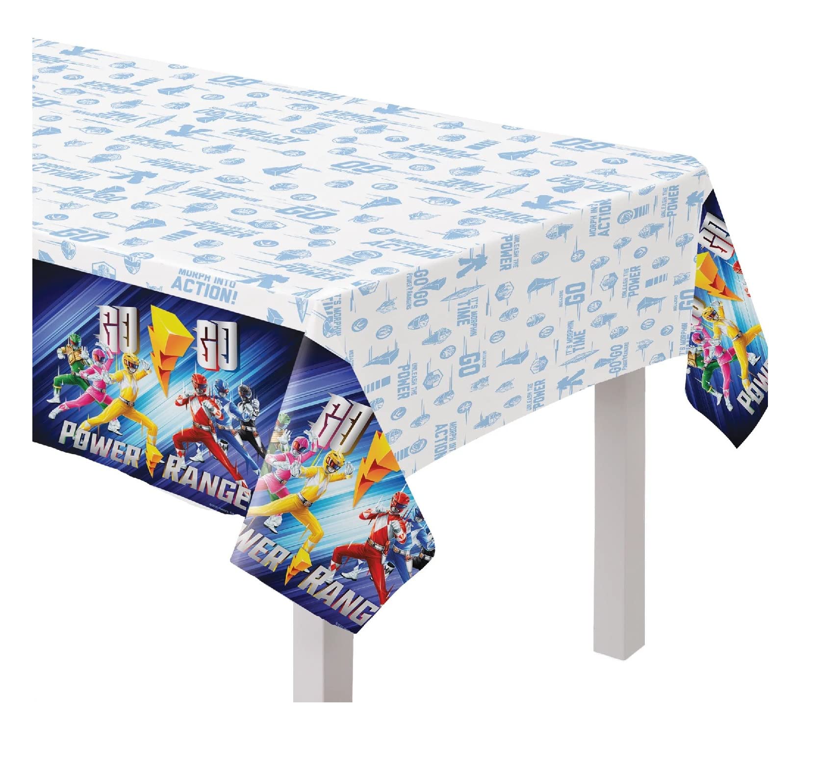 Amscan Power Rangers Birthday Party Supplies Bundle Pack Includes Plastic Table Covers - 2 Pack and 1 Dinosaur Sticker Sheet
