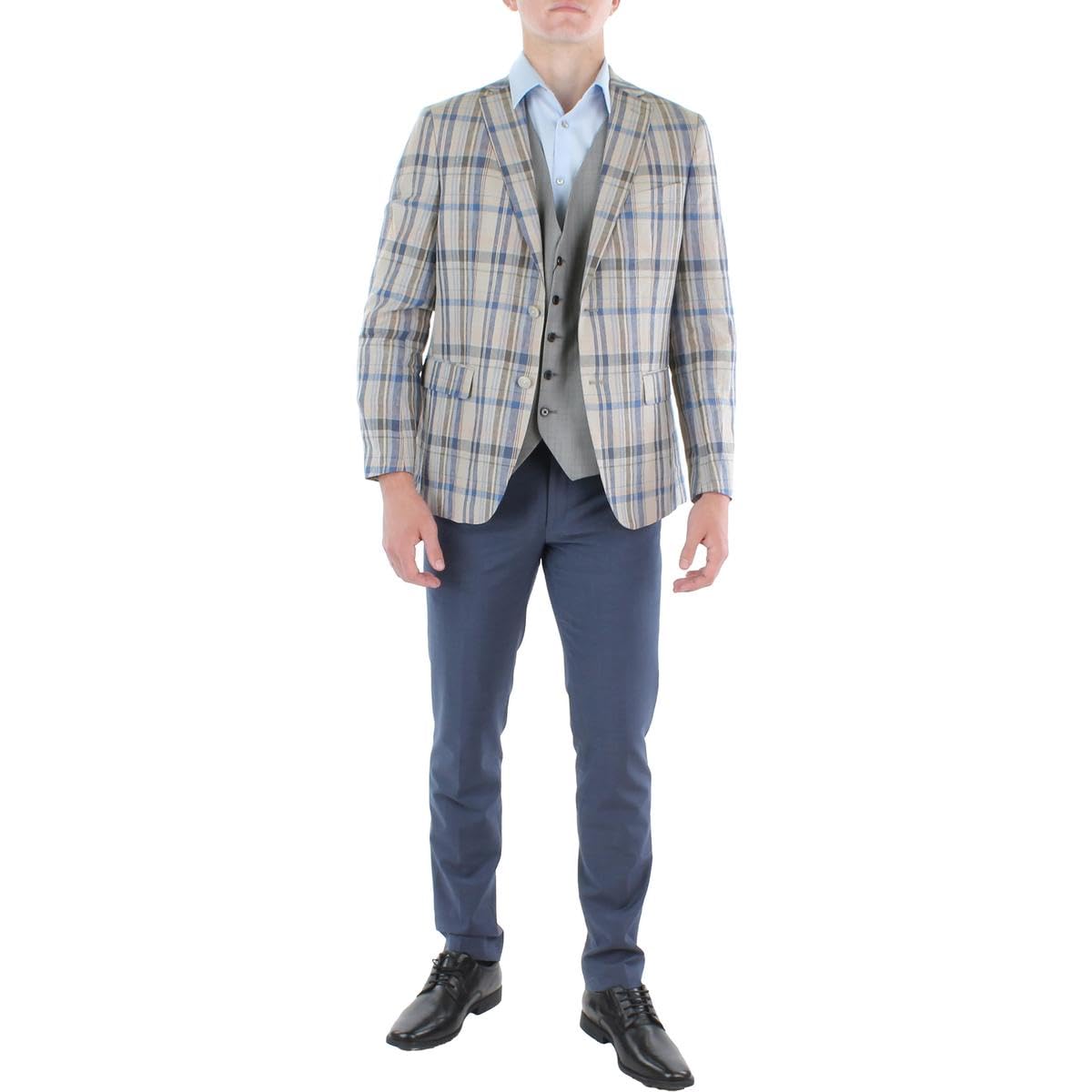 Lauren Ralph Lauren Mens Lassiter Linen Classic Fit Two-Button Blazer Tan 46R