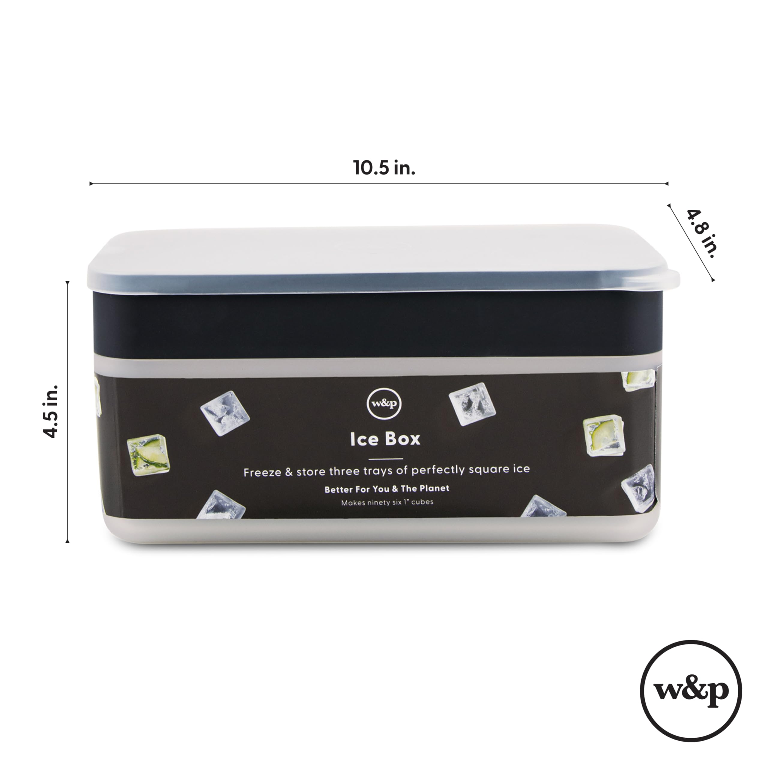 W&P Ice Box Silicone Ice Cube Tray with Lid & Bin, Holds 96 Cubes, Easy Release, Space-Saving Stackable Design, Dishwasher Safe, Cream, Large