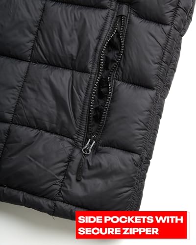 Reebok Men's Puffer Vest - Quilted Insulated Winter Vest - Sleeveless Bubble Jacket for Men (M-XXL), Size Large, Black