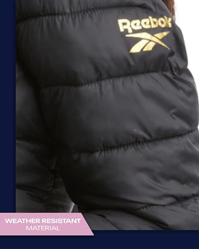 Reebok Women's Winter Jacket - Heavyweight Quilted Puffer Parka Coat - Sherpa Lined Ski Jacket for Women (S-XL), Size Medium, Black