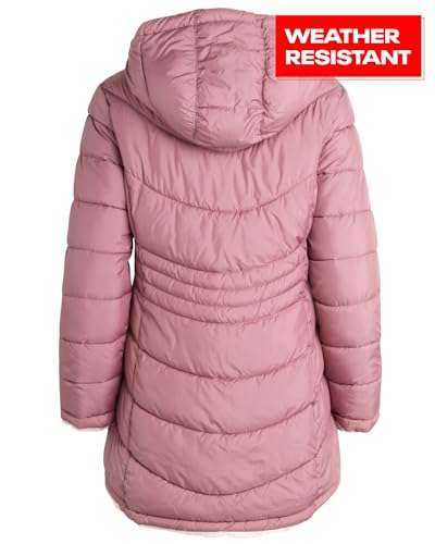 Reebok Women's Winter Jacket - Reversible Quilted Puffer with Sherpa Fleece Lining β Parka Coat for Women (S-3X, Plus Size), Size Large, Dark Dusty Rose