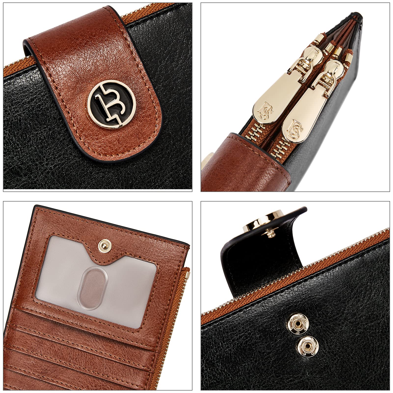 BOSTANTEN Leather Wallets budle Small Crpssbody bags fo women Brown with Black