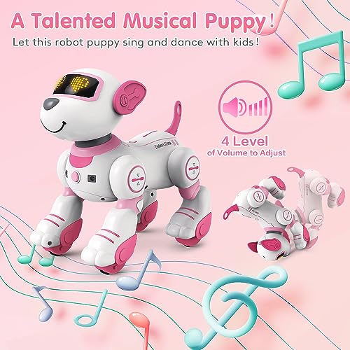 VATOS Remote Control Robot Dog Toy for Kids - Interactive Touch & Follow 17 Functions Robot Dog Pet, Programmable Smart Walking Puppy Intelligent Dancing RC Robot Toys for Girls 3-12 Birthday Gifts