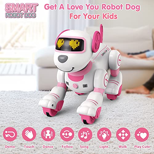 VATOS Remote Control Robot Dog Toy for Kids - Interactive Touch & Follow 17 Functions Robot Dog Pet, Programmable Smart Walking Puppy Intelligent Dancing RC Robot Toys for Girls 3-12 Birthday Gifts