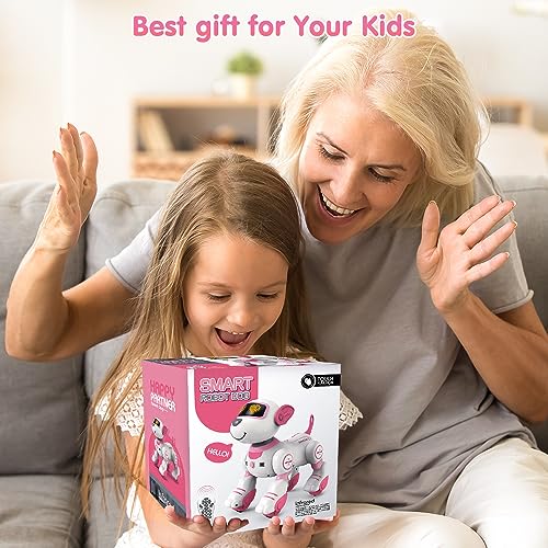 VATOS Remote Control Robot Dog Toy for Kids - Interactive Touch & Follow 17 Functions Robot Dog Pet, Programmable Smart Walking Puppy Intelligent Dancing RC Robot Toys for Girls 3-12 Birthday Gifts