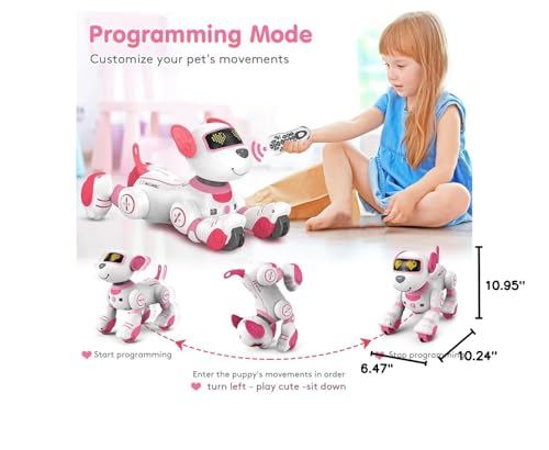 VATOS Remote Control Robot Dog Toy for Kids - Interactive Touch & Follow 17 Functions Robot Dog Pet, Programmable Smart Walking Puppy Intelligent Dancing RC Robot Toys for Girls 3-12 Birthday Gifts