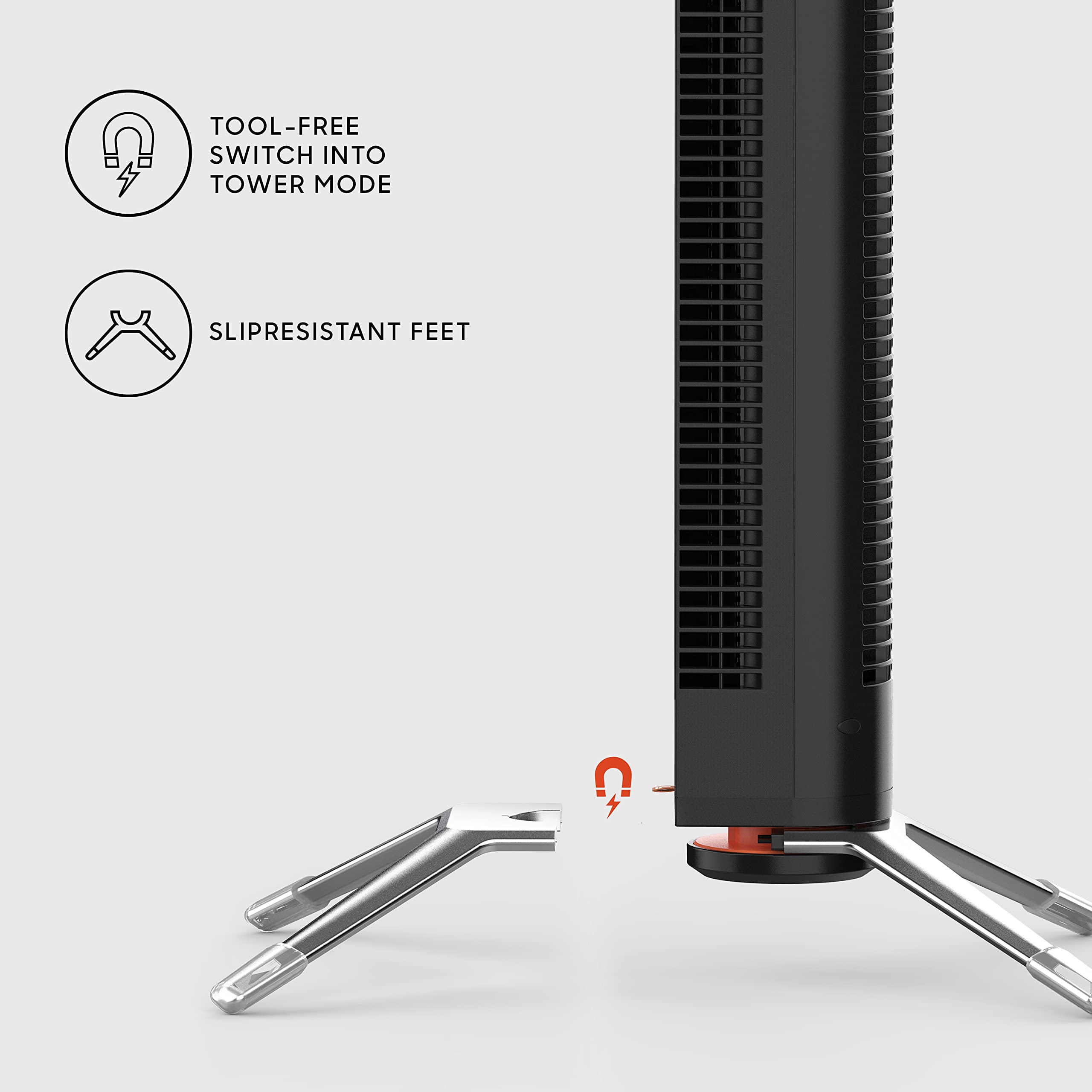 Sharper Image AXIS 47 Airbar Tower Fan with Remote Control, Black & AXIS 12 12" Desktop Airbar Tower Fan with USB, Black