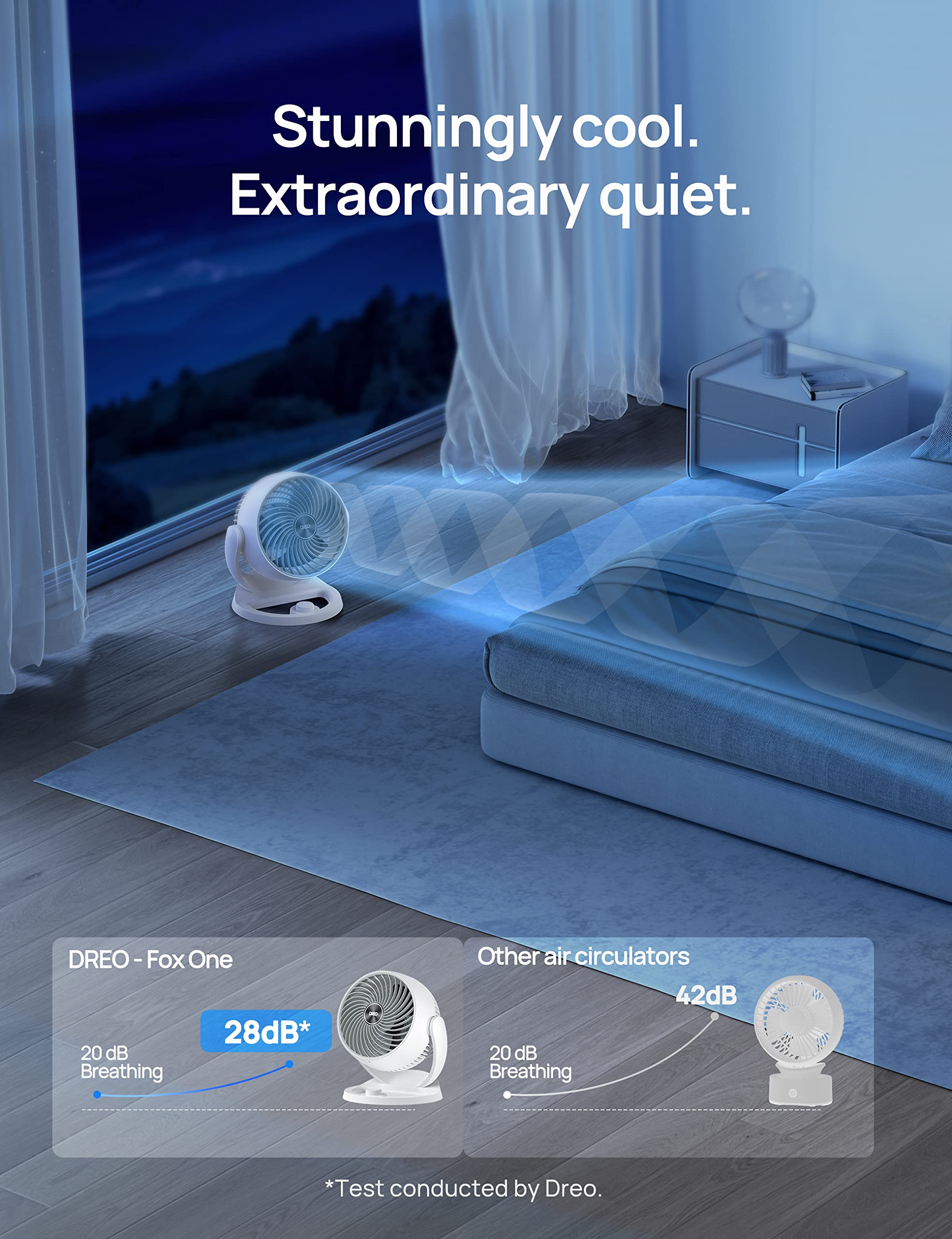 Dreo Nomad One Tower Fan Home Bedroom Fan - Quiet Cooling Fans to Circulate Air for Entire Room, Adjustable, Energy-Efficient, Portable