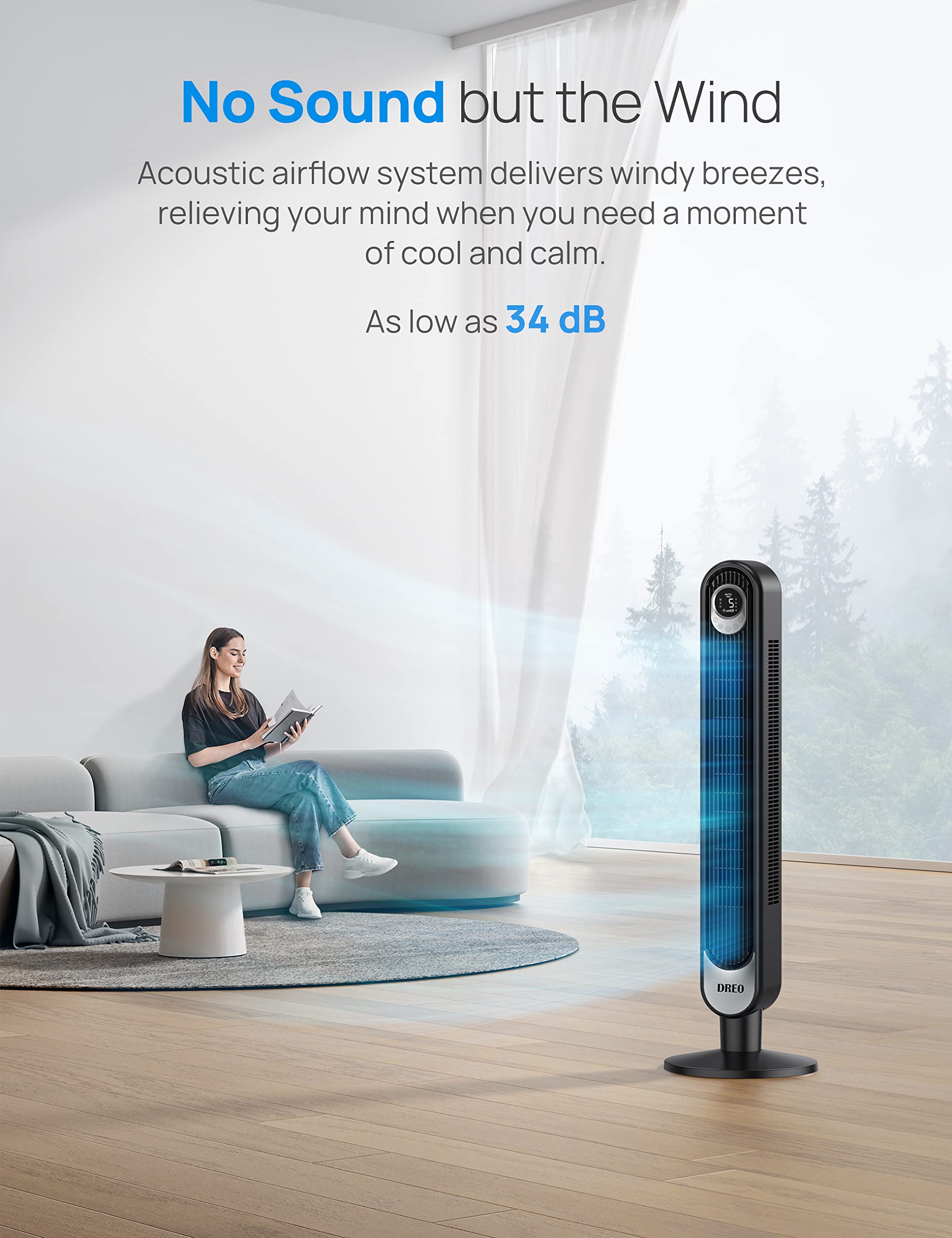 Dreo Smart Desk Fan for Bedroom, Powerful 70 ft Whole Room Air Circulator Fan, 120°+90° oscillating fans & Tower Fan 42 Inch, Cruiser Pro T1 Quiet Oscillating Bladeless Fan with Remote