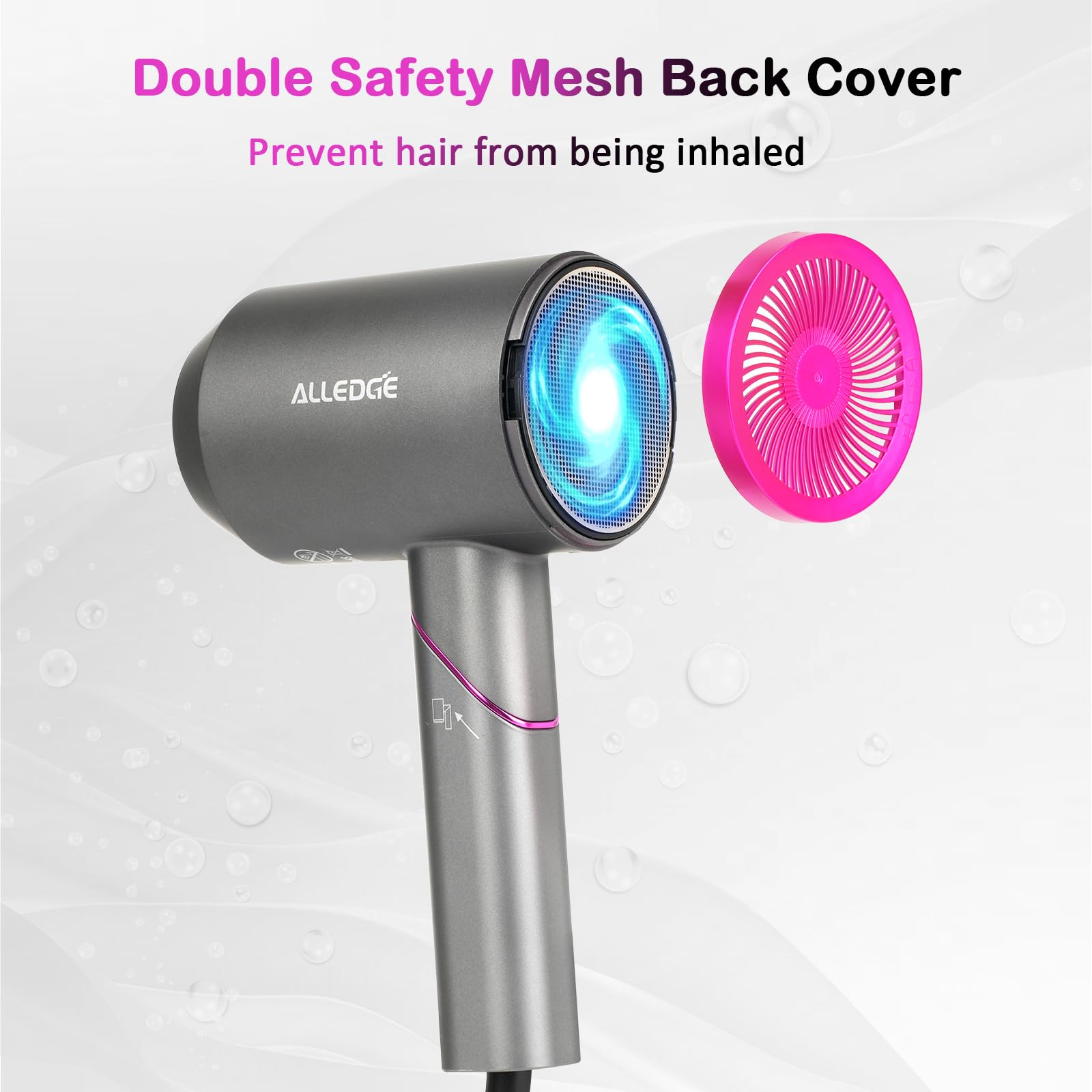 Hair Dryer with Diffuser 1850W Ionic Travel Blow Dryer Foldable Hair Dryer Fast Drying for Women Thick and Curly Hair Without Hair Damage