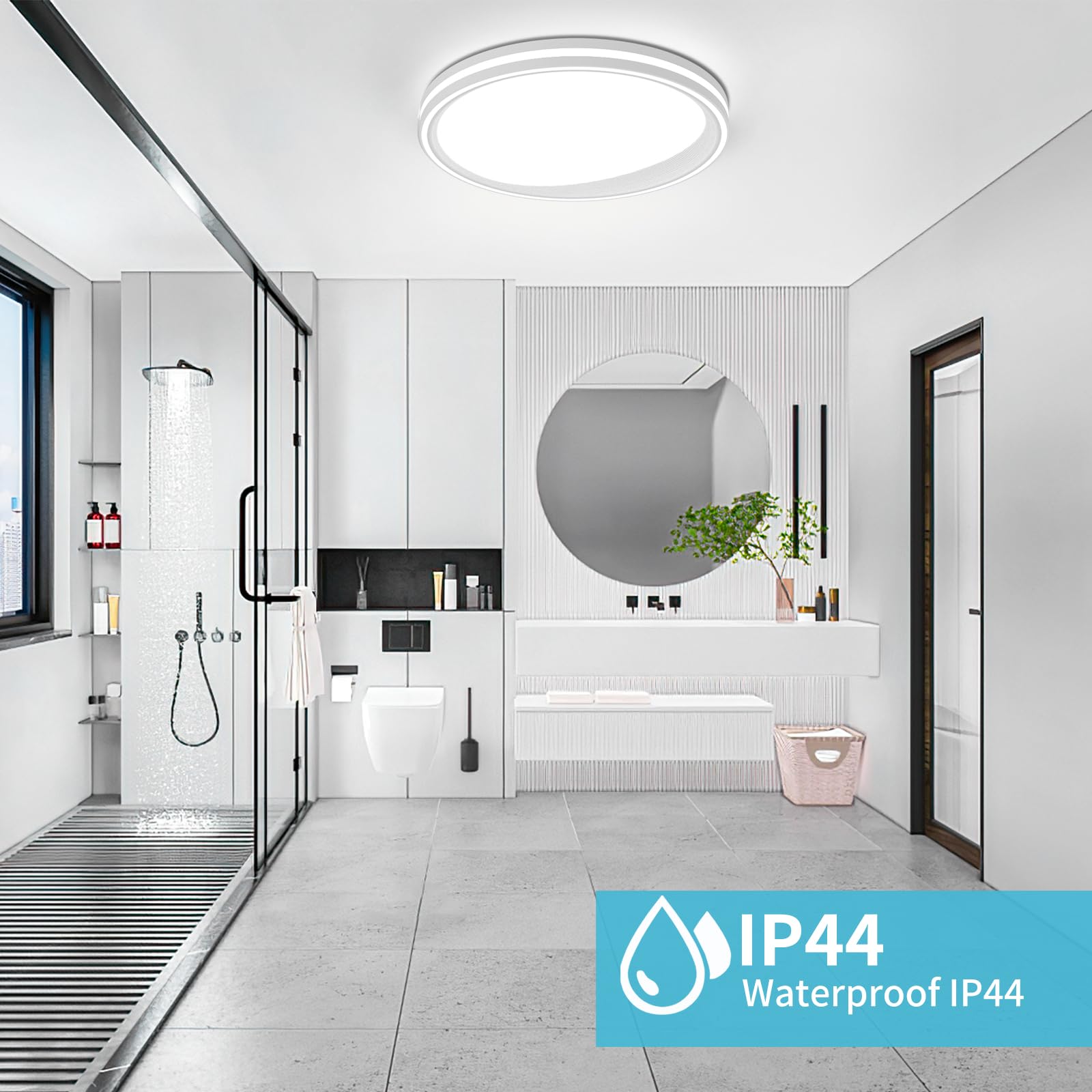 LED Ceiling Light Fixture Flush Mount, 12.8 Inch 24W Modern Flat Round Ceiling Light Fixtures Daylight White 5000K Led Ceiling Lamp for Bathroom, Kitchen, Bedroom, Living Room, Dining Room, Balcony