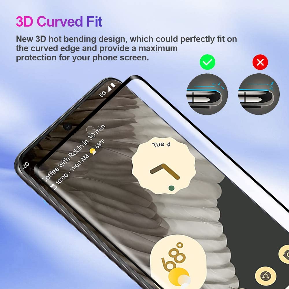 UIYTRAESTING Pixel 7 Pro Tempered Glass Screen Protector, 2 Pack, 9H Hardness, Bubble-Free, HD Transparency, Easy Installation