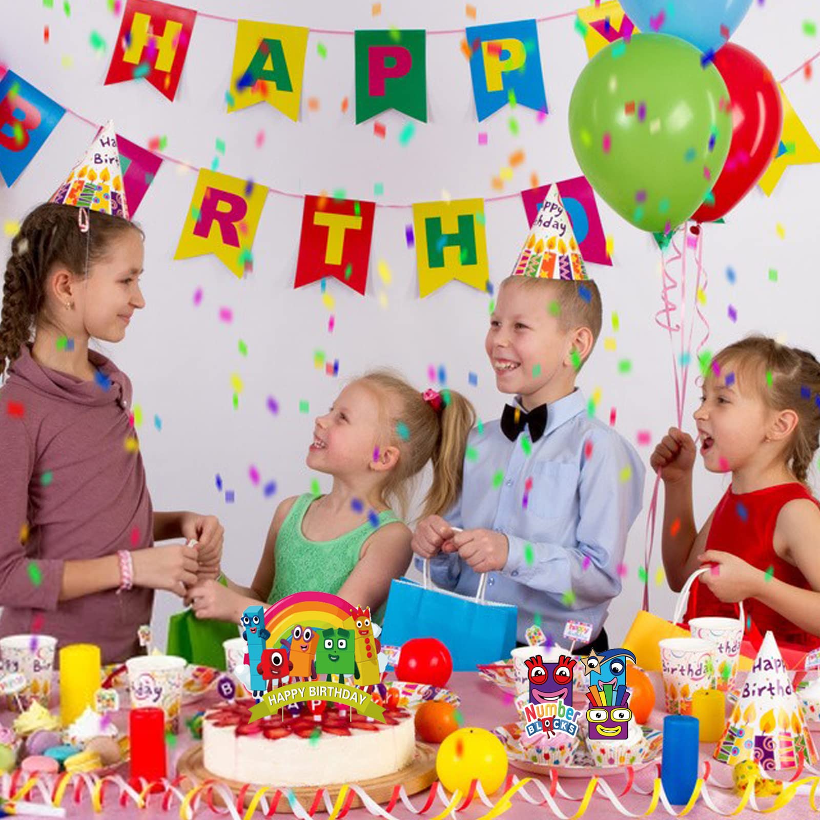 Numberblocks Party Decorations, 17 Pcs Number Theme Cake Cupcake Topper for Kids Numberblocks Birthday Party Supplies Cake Decorations