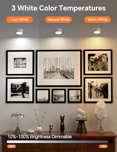 PURSNIC LED Wall Sconces, 16 RGB Colors Dimmable, Wireless Rechargeable Battery Operated, Wall Light with Remote, Magnetic 360°Ball, Auto Timer for Bedroom, Living Room, Hallway, White