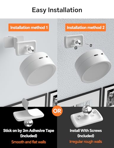 PURSNIC LED Wall Sconces, 16 RGB Colors Dimmable, Wireless Rechargeable Battery Operated, Wall Light with Remote, Magnetic 360°Ball, Auto Timer for Bedroom, Living Room, Hallway, White