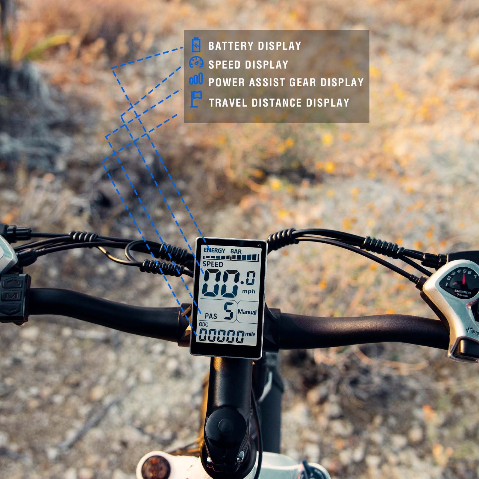 SENADA 26" Fat Tire Electric Bike for Adults, 840Wh Mountain Ebike with USB Interface Removable Battery, Adult Electric Bicycle with Colorful LCD Display & 7 Speed (with Phone Mount, Black Green)