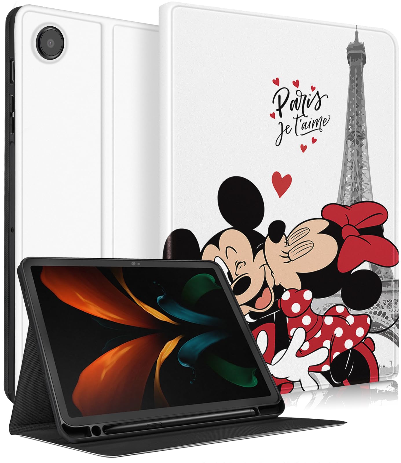 Besoar for Galaxy Tab A8 Cases 10.5 inch 2022 for Girls Kids Women Girly Cute Cartoon Design Covers Stand Folio Smart Fashion for Samsung A8 Tablet Case SM-X200 SM-X205 SM-X207,Heart Mnmq
