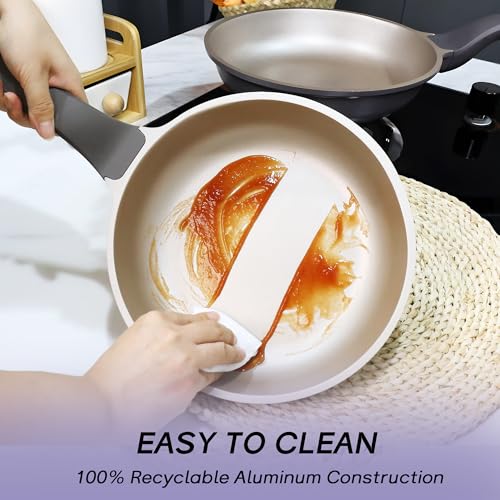 Pots and Pans Set with Premium Nonstick Coating, 5-Piece Kitchen Cookware Sets PFOA & PFAS Free, Pots and Pans Cooking Utensils Set Induction/Gas/Electric Compatible, Dishwasher Safe