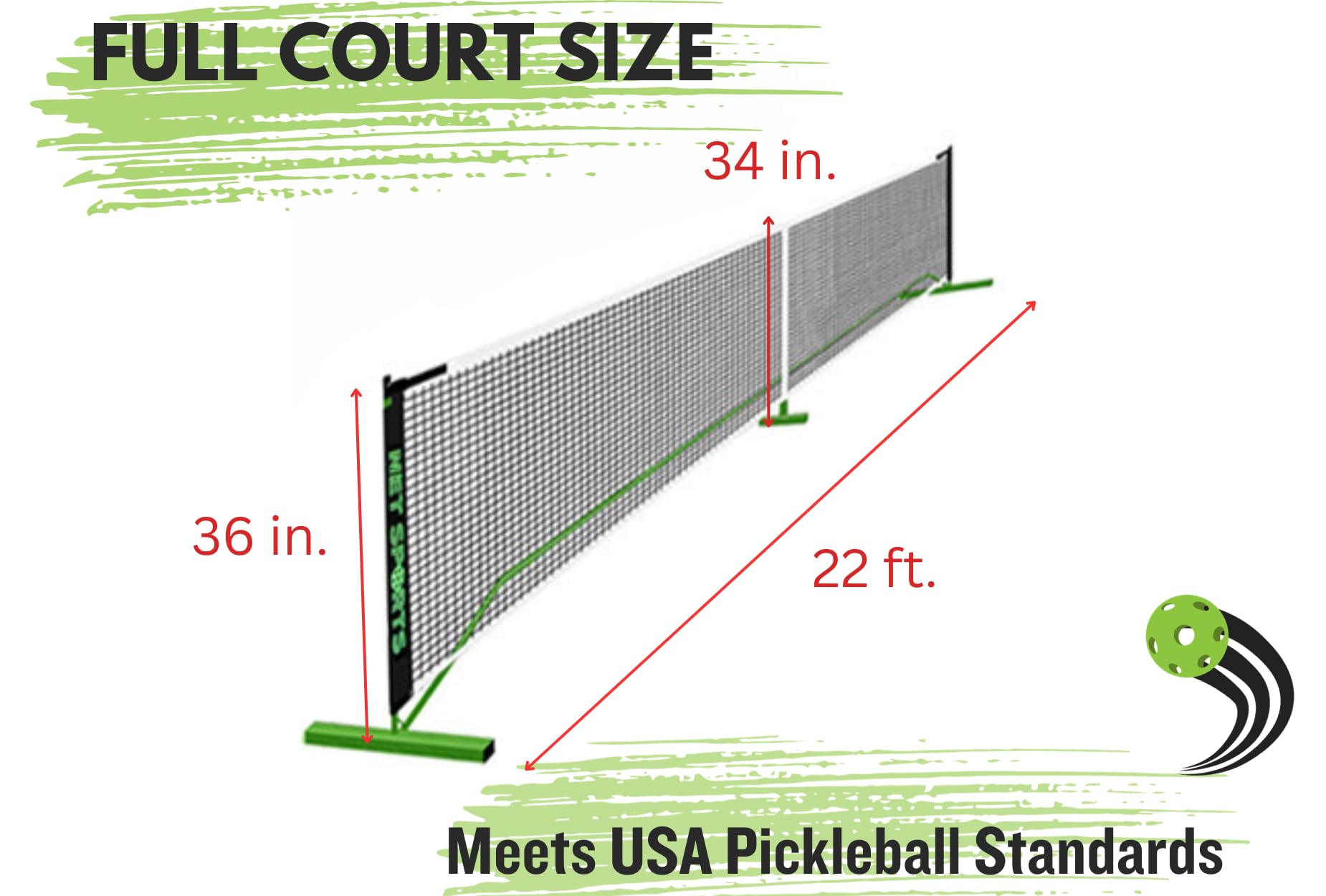 Net Sports Portable Pickleball Net Regulation Size 22 FT Pickle Ball Net for Driveway | Carry Pickleball Bag Nets and Accessories | Outdoor Pickleball Training Aids and Practice w/Easy Instructions
