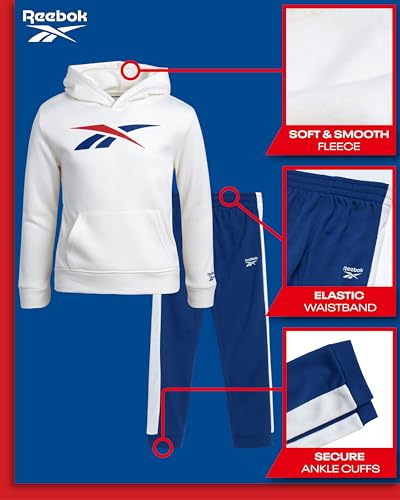 Reebok Baby Boys' Active Sweatsuit - 2 Piece Fleece Hoodie Sweatshirt and Jogger Sweatpants - Clothing Set Toddler/Boy, 2T-7, Size 7, Chalk