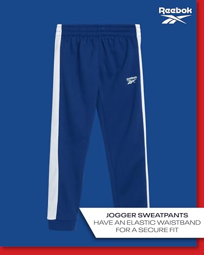 Reebok Baby Boys' Active Sweatsuit - 2 Piece Fleece Hoodie Sweatshirt and Jogger Sweatpants - Clothing Set Toddler/Boy, 2T-7, Size 7, Chalk