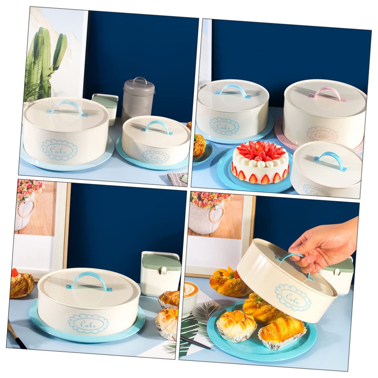 FONDOTIN 1 Set Cake Box Cake Storage Container Cupcakes Holder Cake Carrier with Handle Dessert Display Cover Round Cake Stand Cake Storage Case Bell Shaped Food Galvanized Iron Bride