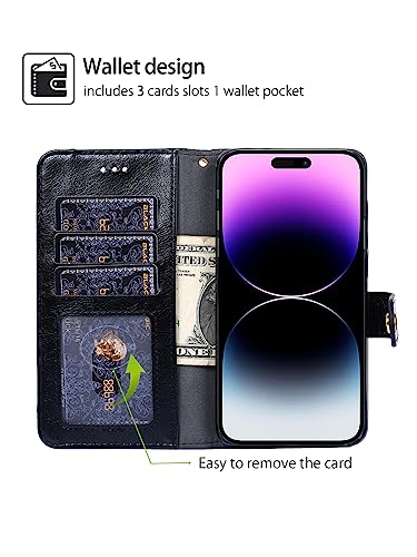Arseaiy Case for Samsung Galaxy A04 4G Flip Phone Case PU Leather Zipper Pocket Wallet Case Cover with Card Holder Kickstand Shell Black