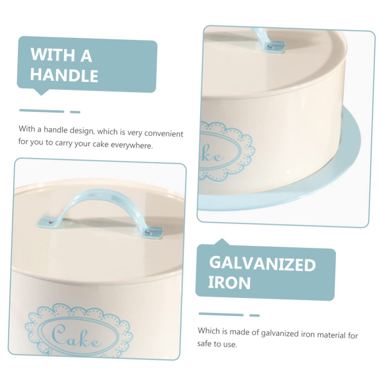 FONDOTIN 1 Set Cake Box Cake Storage Container Cupcakes Holder Cake Carrier with Handle Dessert Display Cover Round Cake Stand Cake Storage Case Bell Shaped Food Galvanized Iron Bride