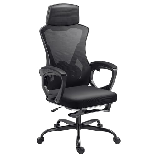 Naudhenm Office Chair Mid Back Swivel Lumbar Support Desk Chair,Computer Gaming Chair with Comfortable Armrests, Mesh Desk Chairs with Wheels, Swivel Computer Task Chair (Black)